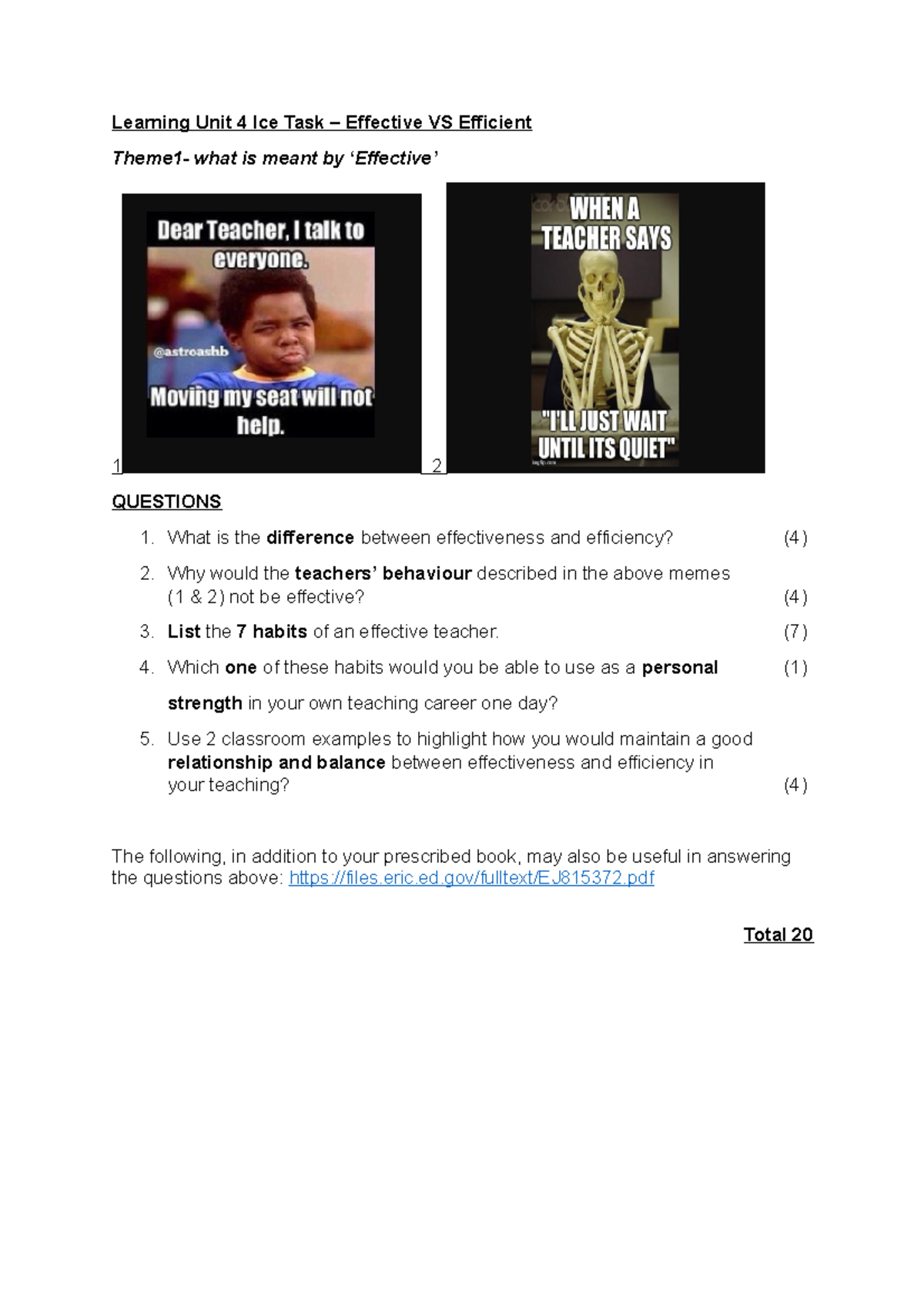 LU4 ICE TASK - Effective VS Efficient - Learning Unit 4 Ice Task ...
