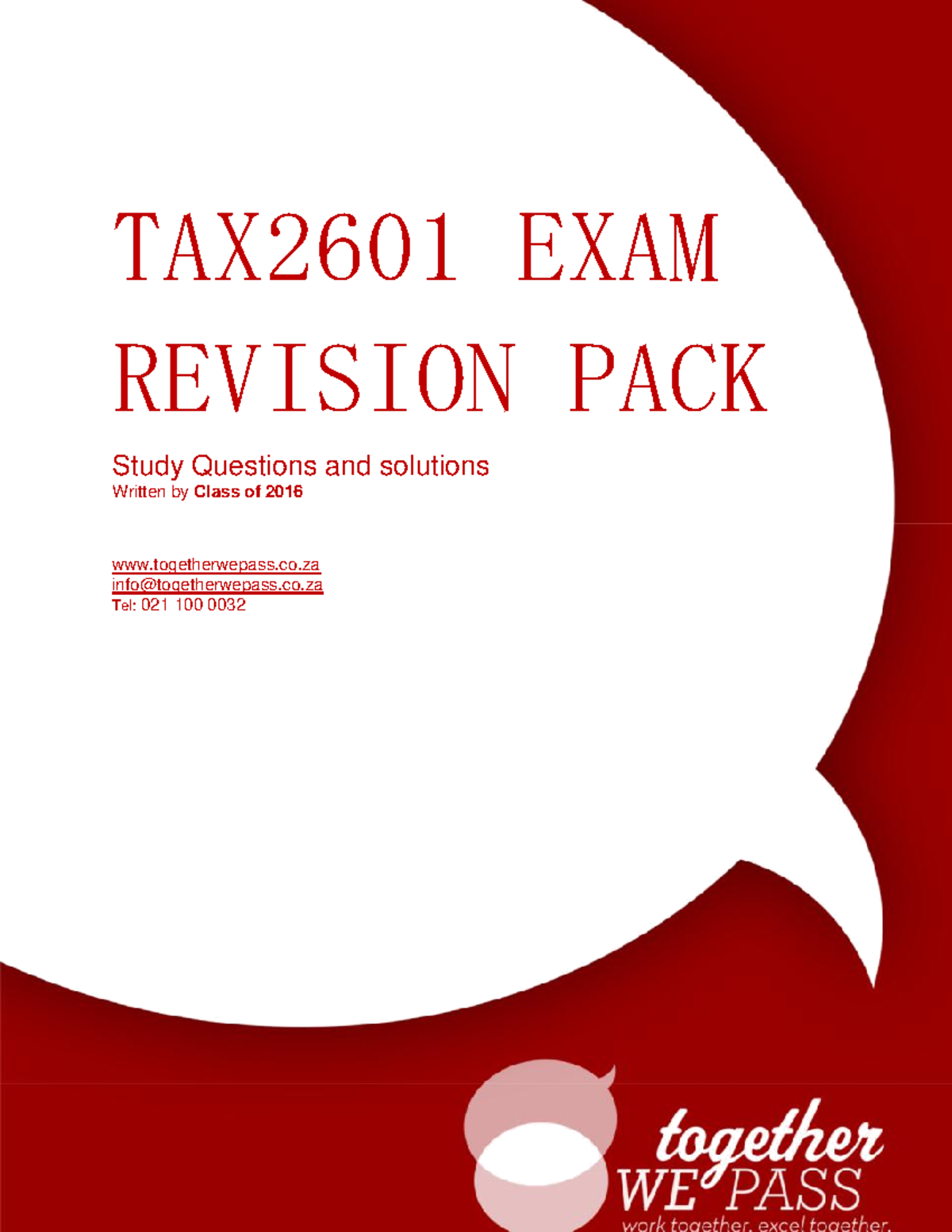 TAX2601-Exam-Pack - Exam pack - TAX2601 EXAM REVISION PACK Study ...