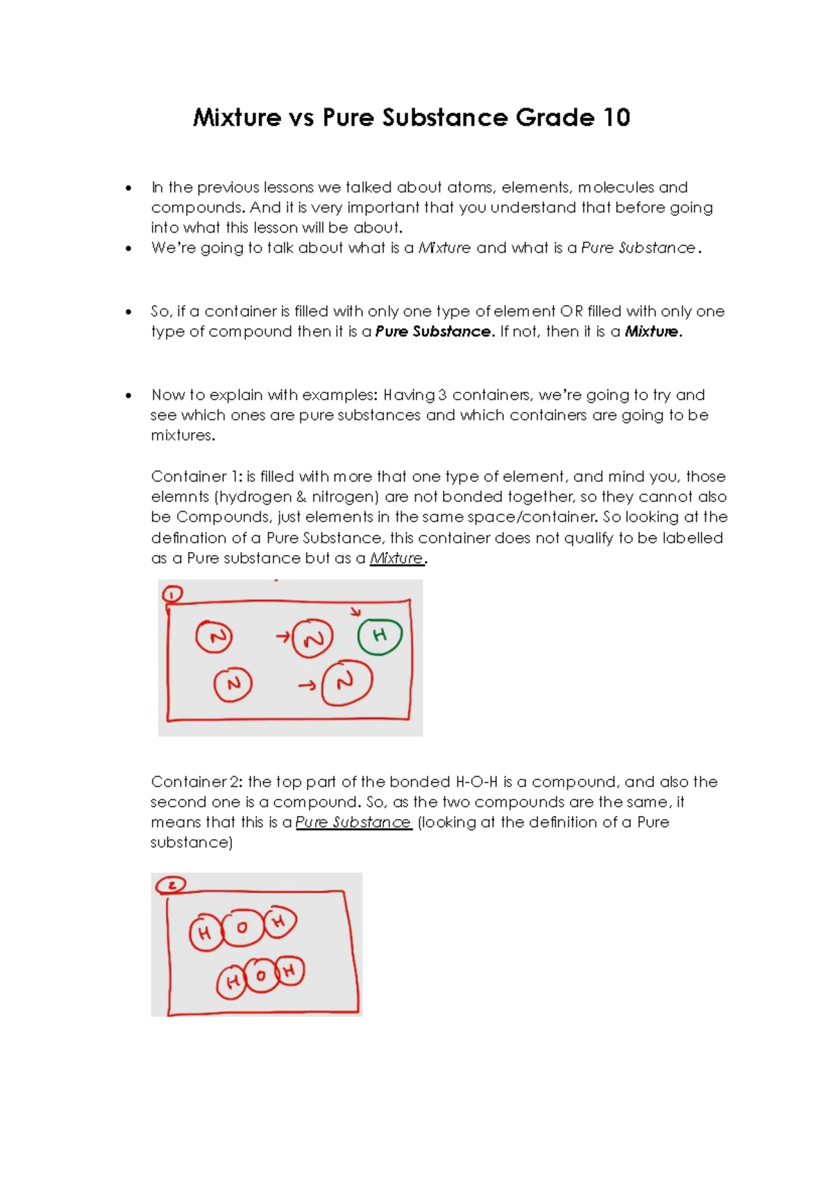 Mixture vs Pure Substance Grade 10 - And it is very important that you ...