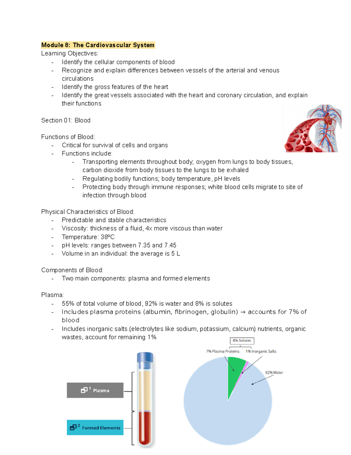 ANAT Modules 8 9 - Module 8: The Cardiovascular System Learning ...