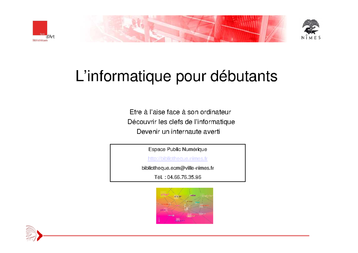 Diaporama initiation informatique - L’informatique pour débutants Espace Public Numérique - Studocu