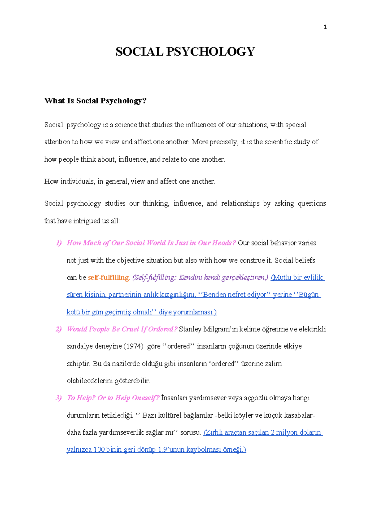 Chapter 1-WHAT IS Social Psychology - SOCIAL PSYCHOLOGY What Is Social ...