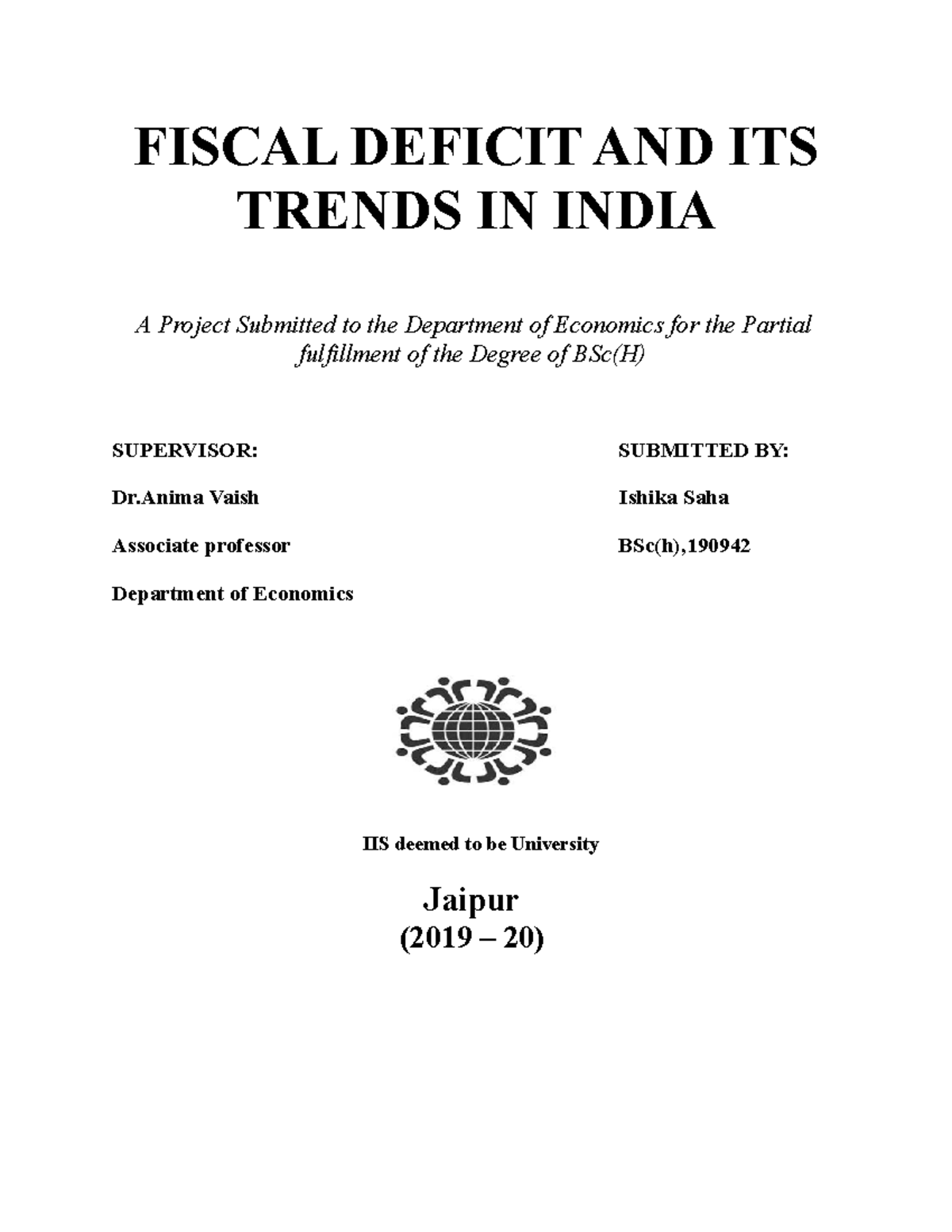 Fiscal Deficit AND ITS Trends IN India - FISCAL DEFICIT AND ITS TRENDS ...