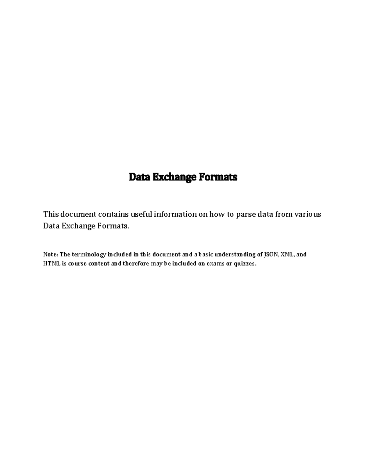 6 - Data Exchange Formats - Data Exchange Formats This document ...