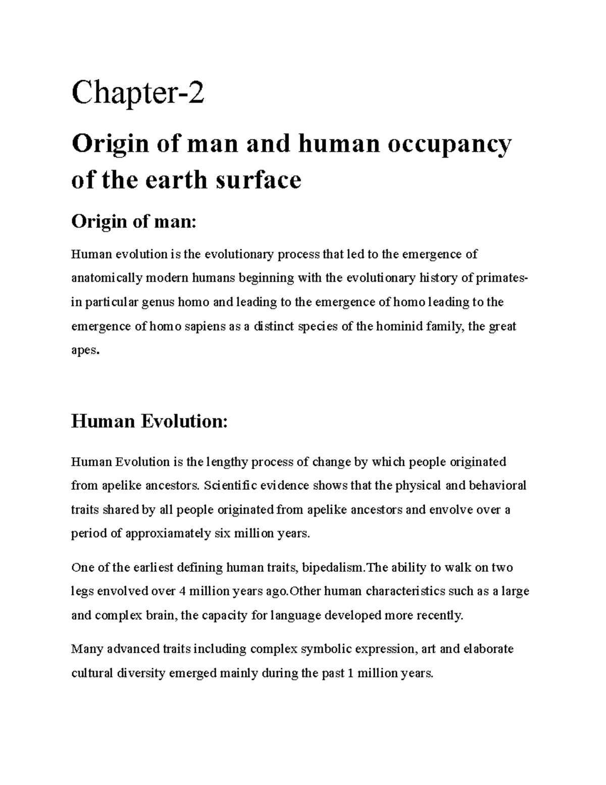 Chapter-2 - geomorphology - Chapter- Origin of man and human occupancy ...
