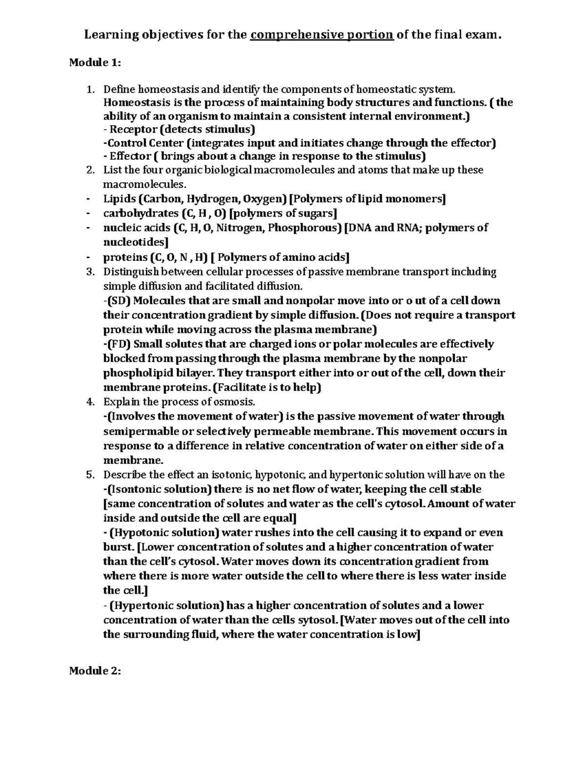 Learning Objectives for the Final Exam F23 - Learning objectives for ...