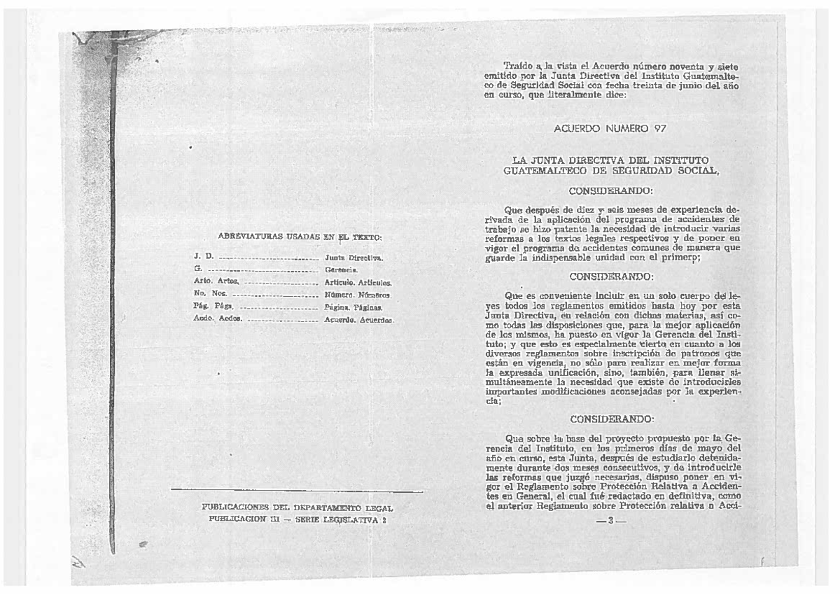 Acuerdo 97 del IGSS - Traído a la vista el Acuerdo número noventa y ...