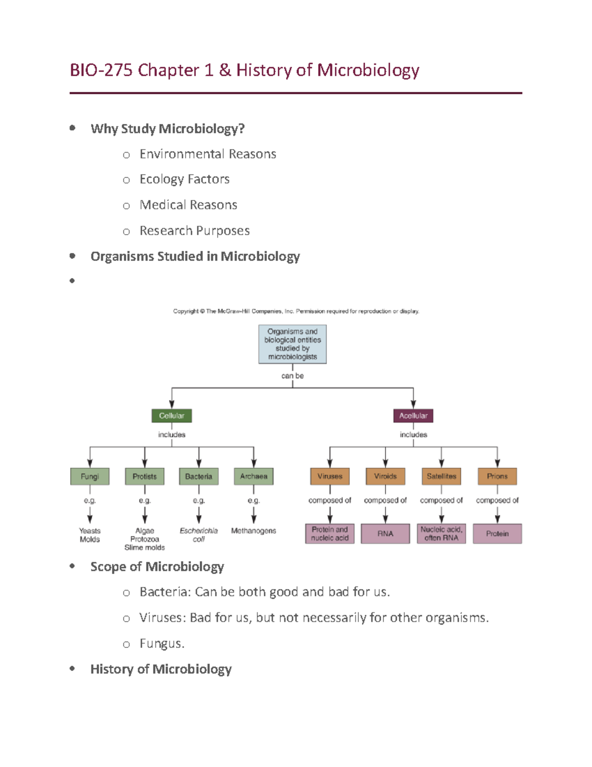 BIO275 CH1 - Intro to Micro and History of Micro - BIO-275 Chapter 1 ...