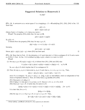 Solution 5 - Functional analysis - MATH 4010 (2014-15) Functional ...