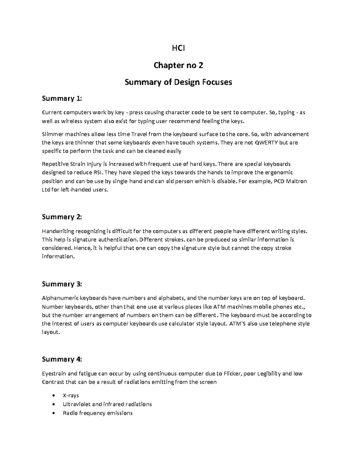 HCI Chapter no 2 - Human computer interaction - HCI Chapter no 2 Summary of Design Focuses ...