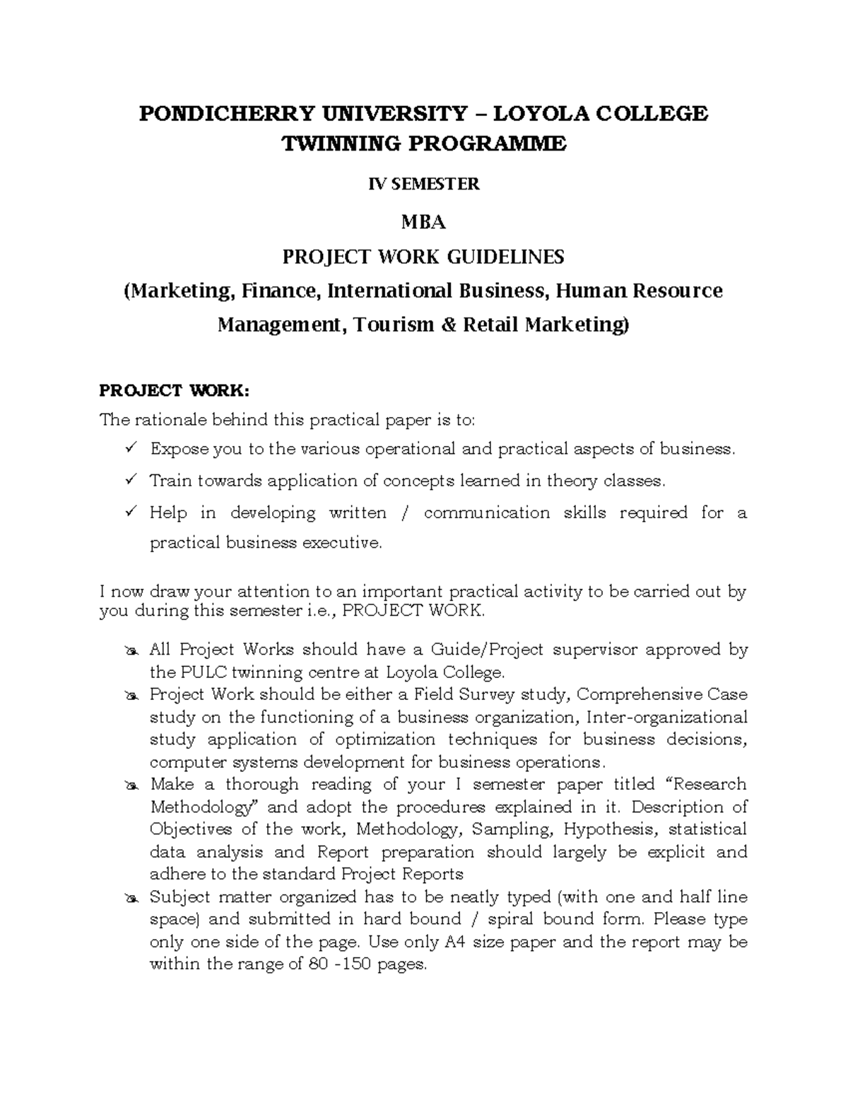 Pondicherry University MBA project report - PONDICHERRY UNIVERSITY ...