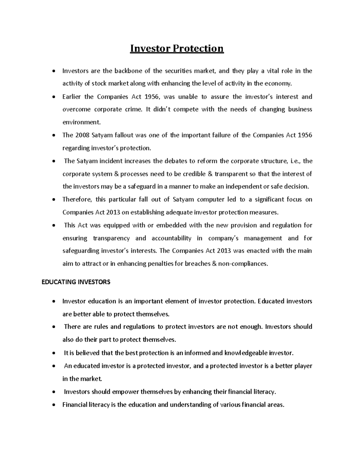 Investor Protection - read - Investor Protection Investors are the ...