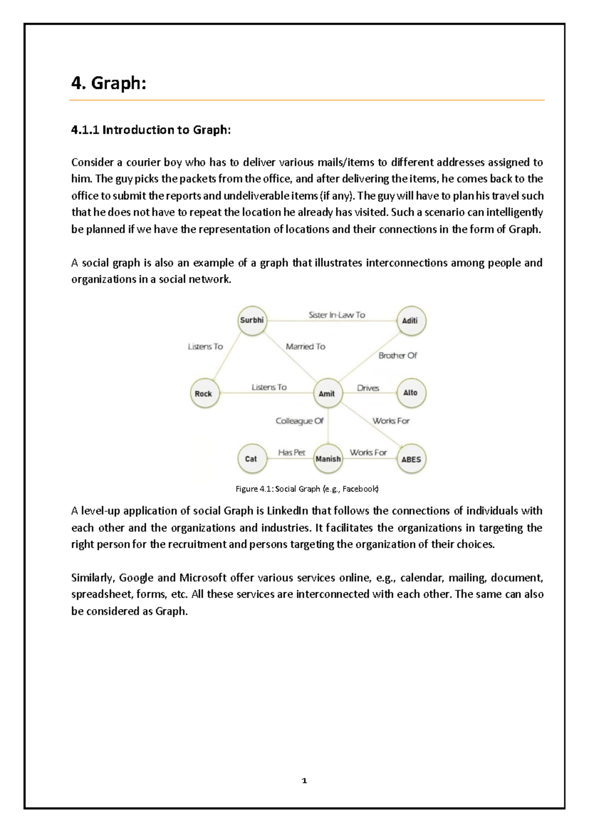 Graphs - 4. Graph: 4.1 Introduction to Graph: Consider a courier boy ...