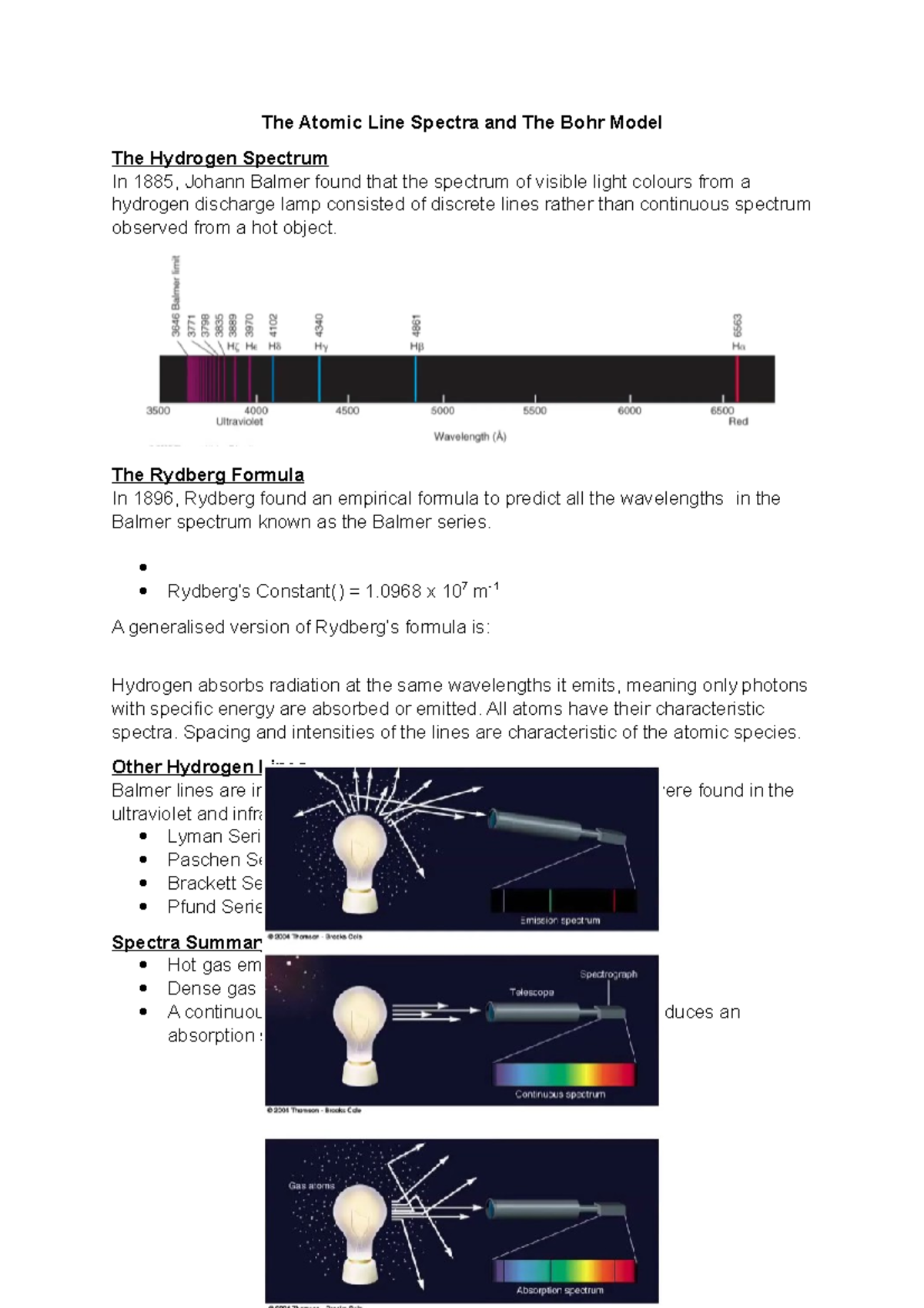 Lecture 14 The Atomic Line Spectra And The Bohr Model The Atomic