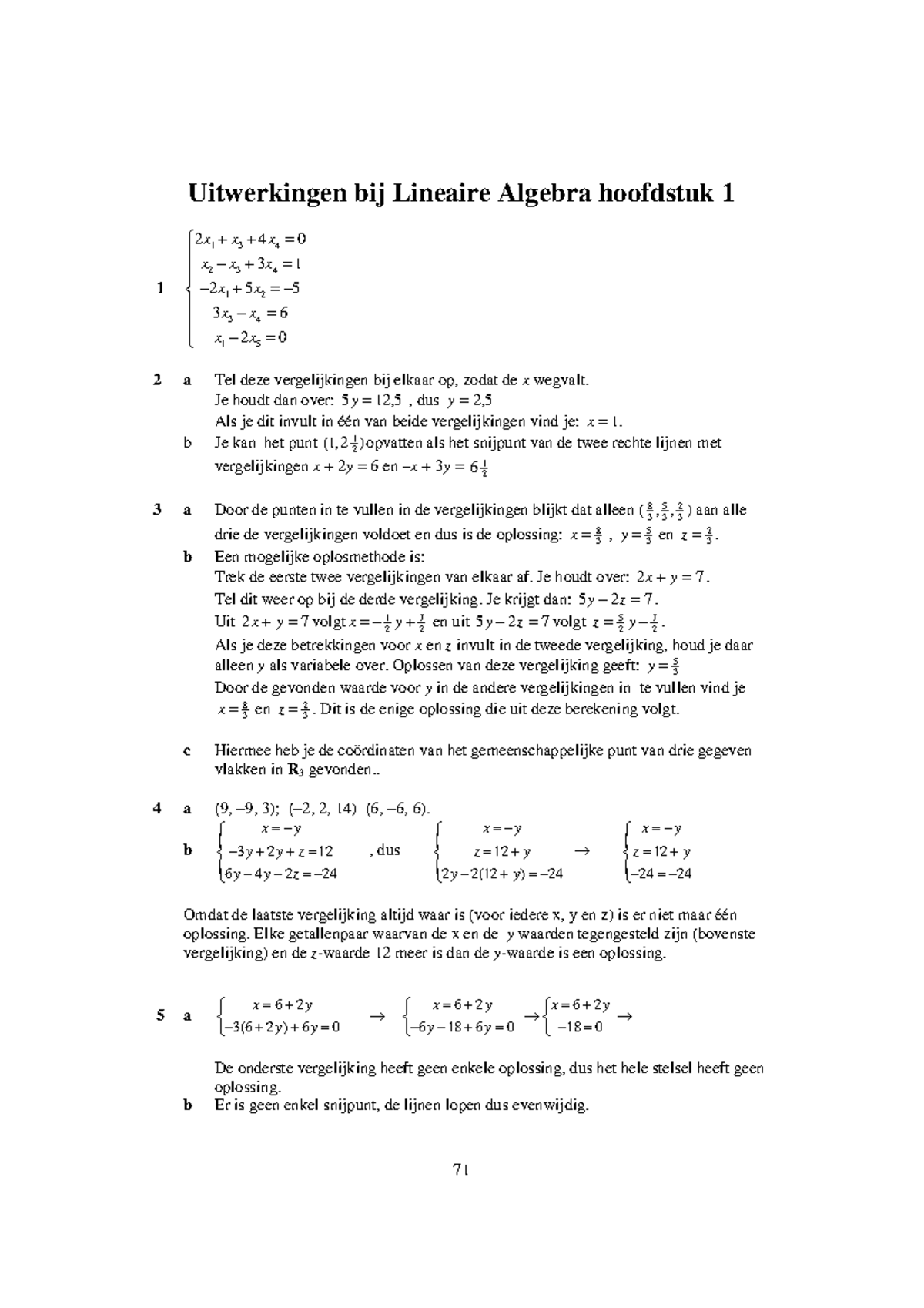 Uitwerkingen Lineaire algebra H 1t:m6 - Uitwerkingen bij Lineaire ...