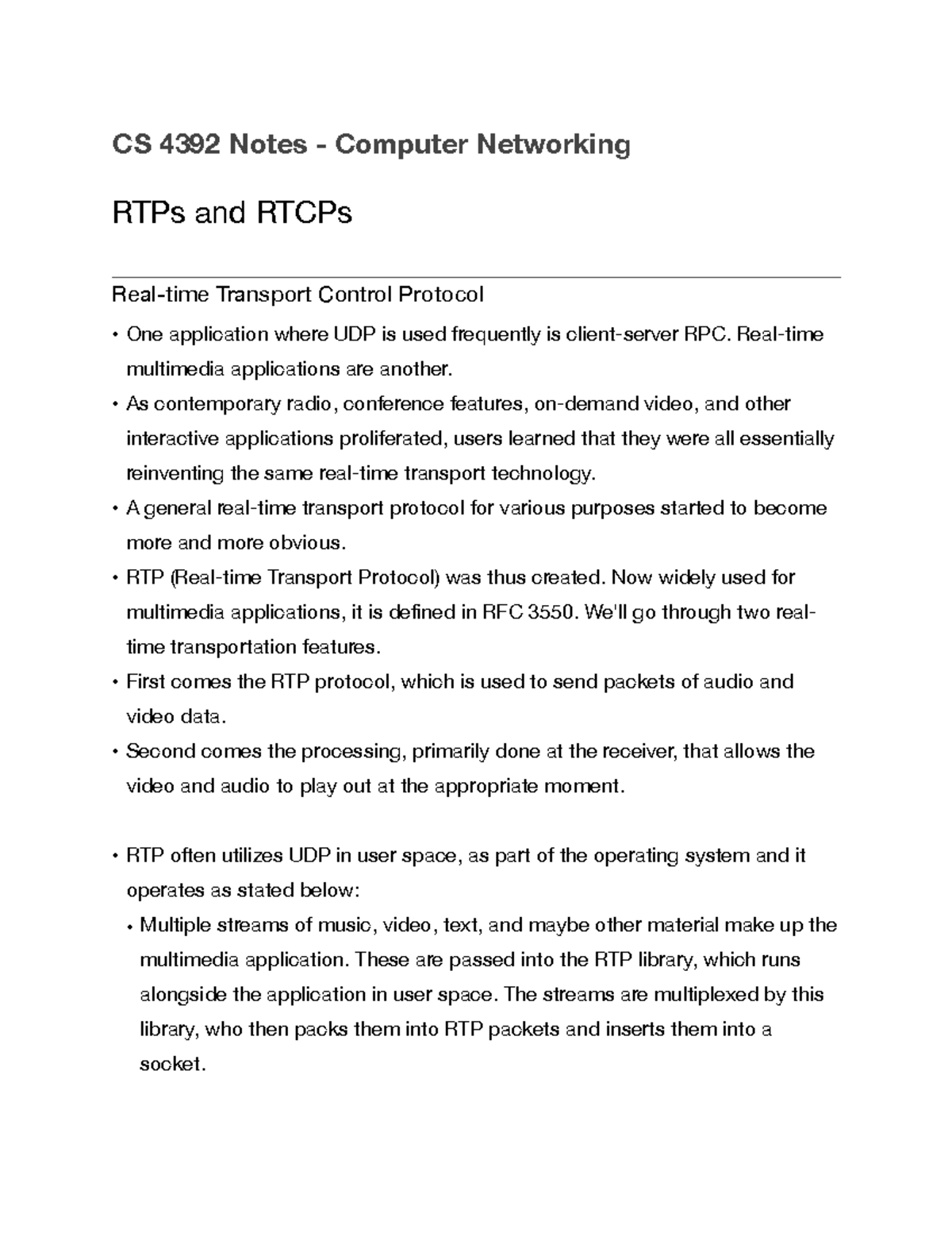 CS 4392 Computer Networking Notes 6 - CS 4392 Notes - Computer ...