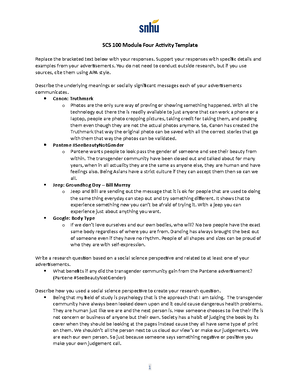 SCS 100 Module Five Activity Template completed - SCS 100 Module Five ...