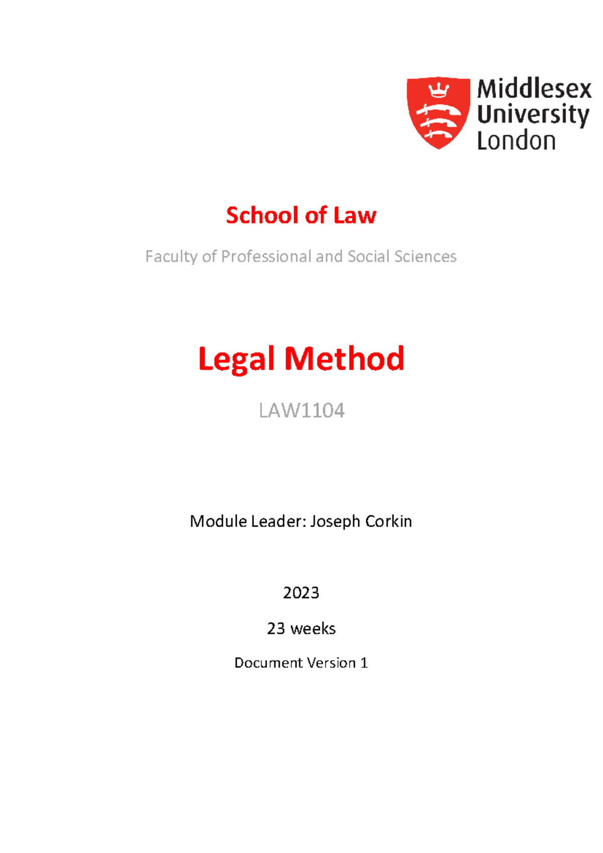 Legal Mathod Handbook - School of Law Faculty of Professional and ...