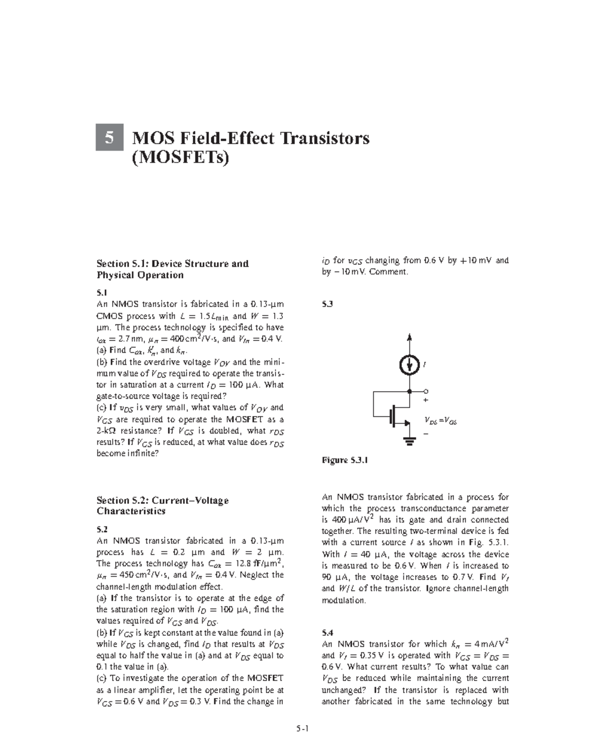 Sedra 8e solvedproblems ch05 - 5 MOS Field-Effect Transistors (MOSFETs) Section 5: Device ...