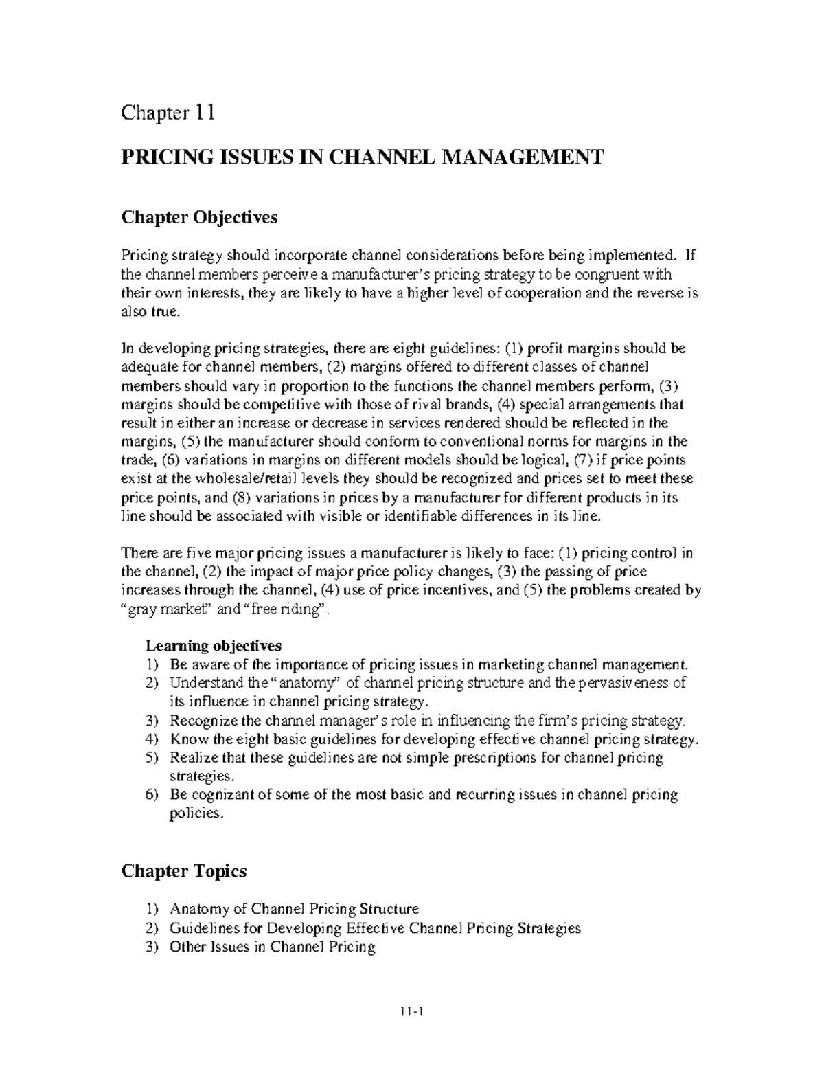 Chapter 11 2 - International Business - Chapter 11 PRICING ISSUES IN ...
