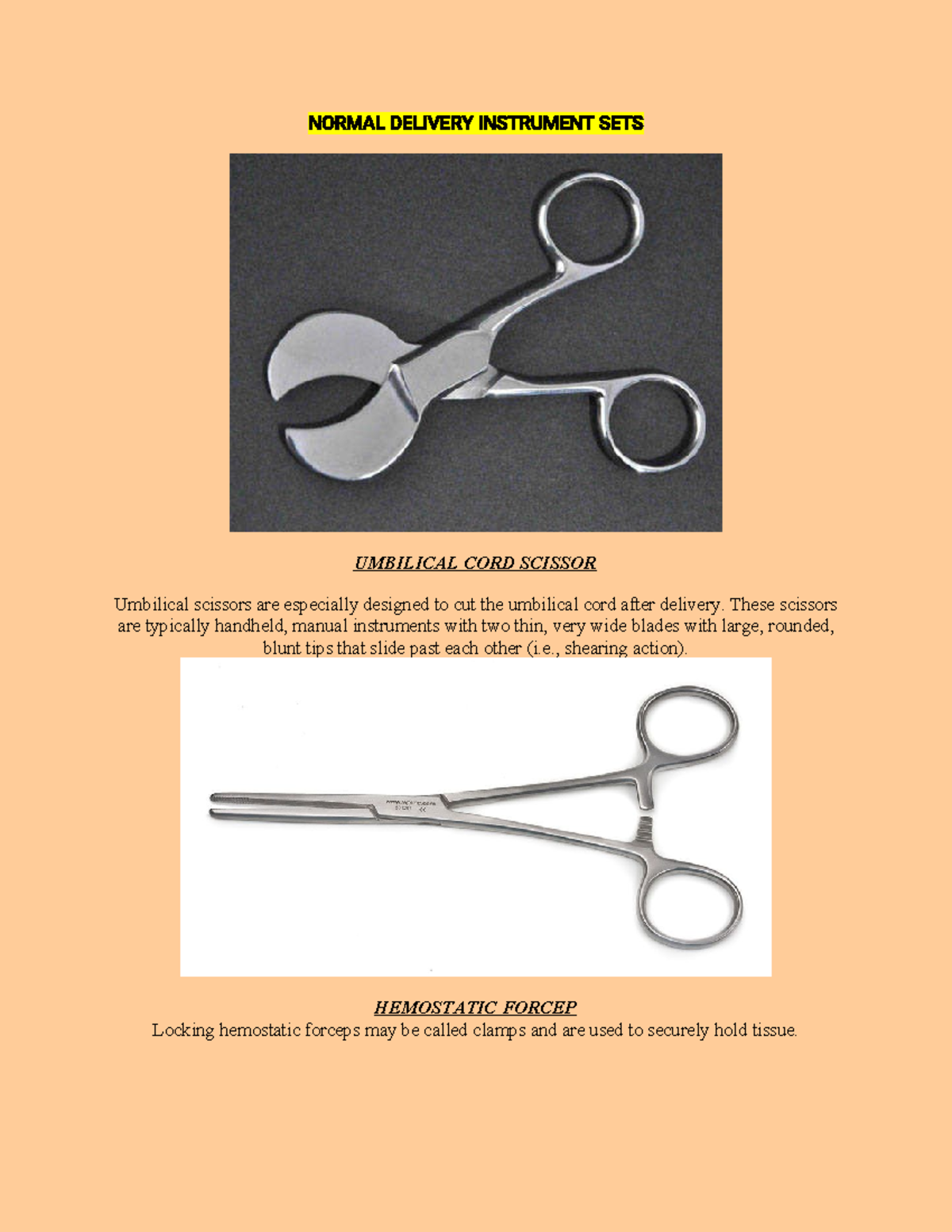 Instrument-of-Normal - NORMAL DELIVERY INSTRUMENT SETS UMBILICAL CORD ...