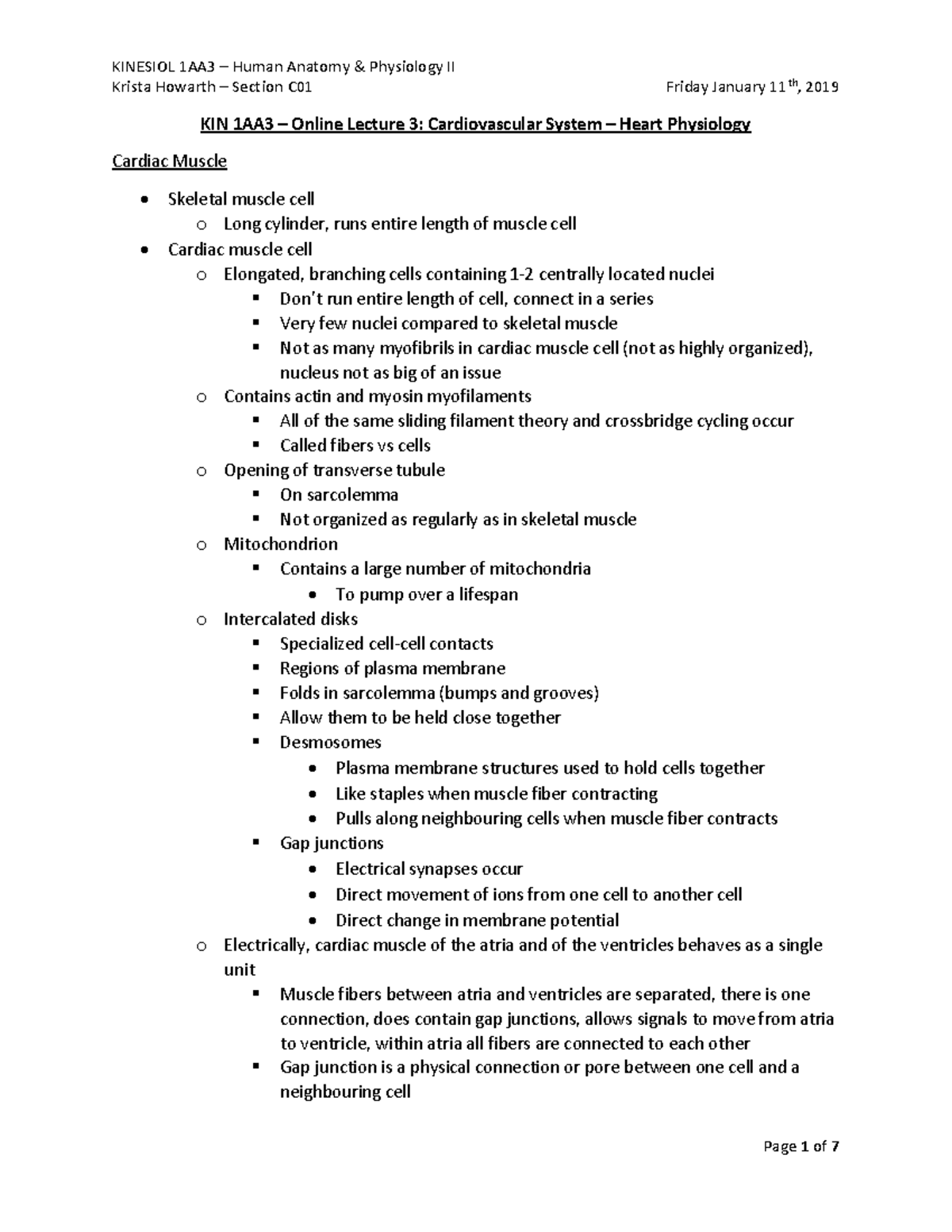 KIN 1AA3 - Online Lecture 3 - Krista Howarth – Section C01 Friday ...