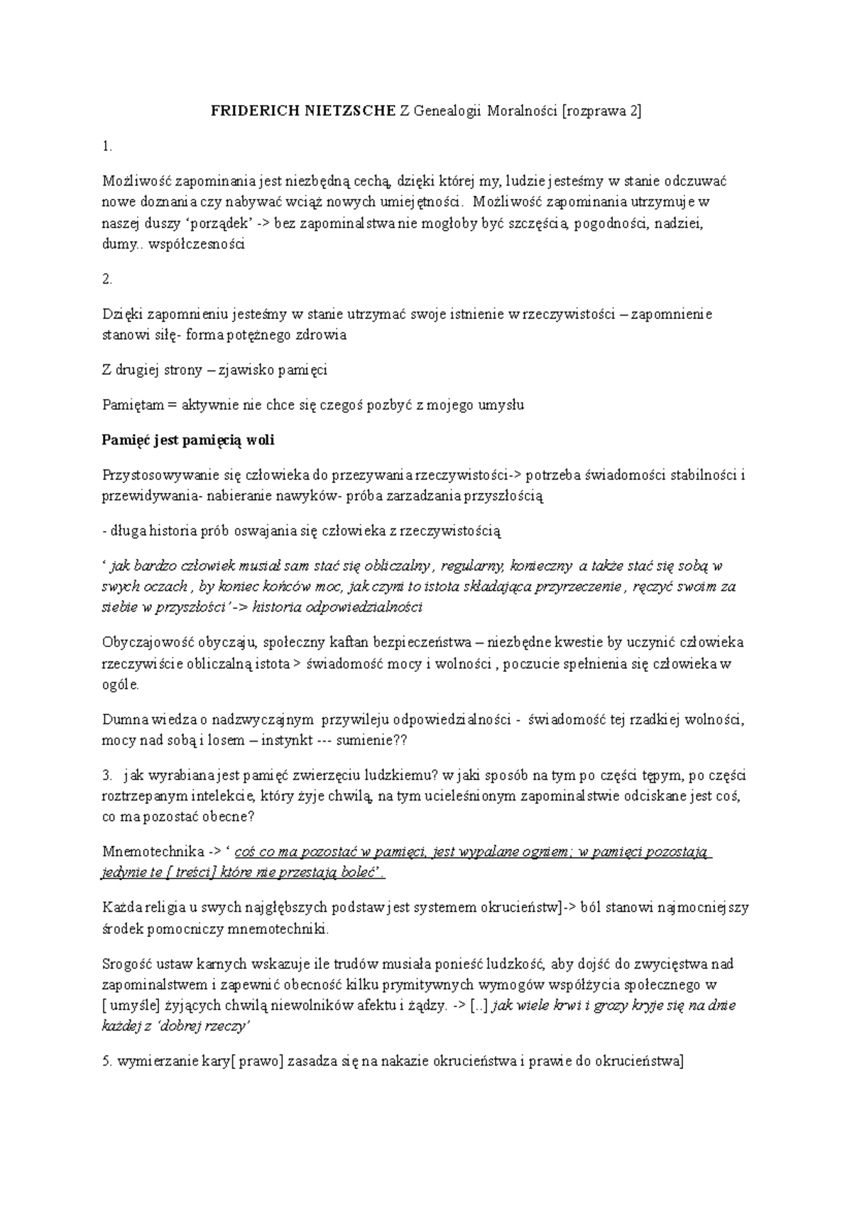 1 Friderich Nietzsche z genealogii moralności - FRIDERICH NIETZSCHE Z ...