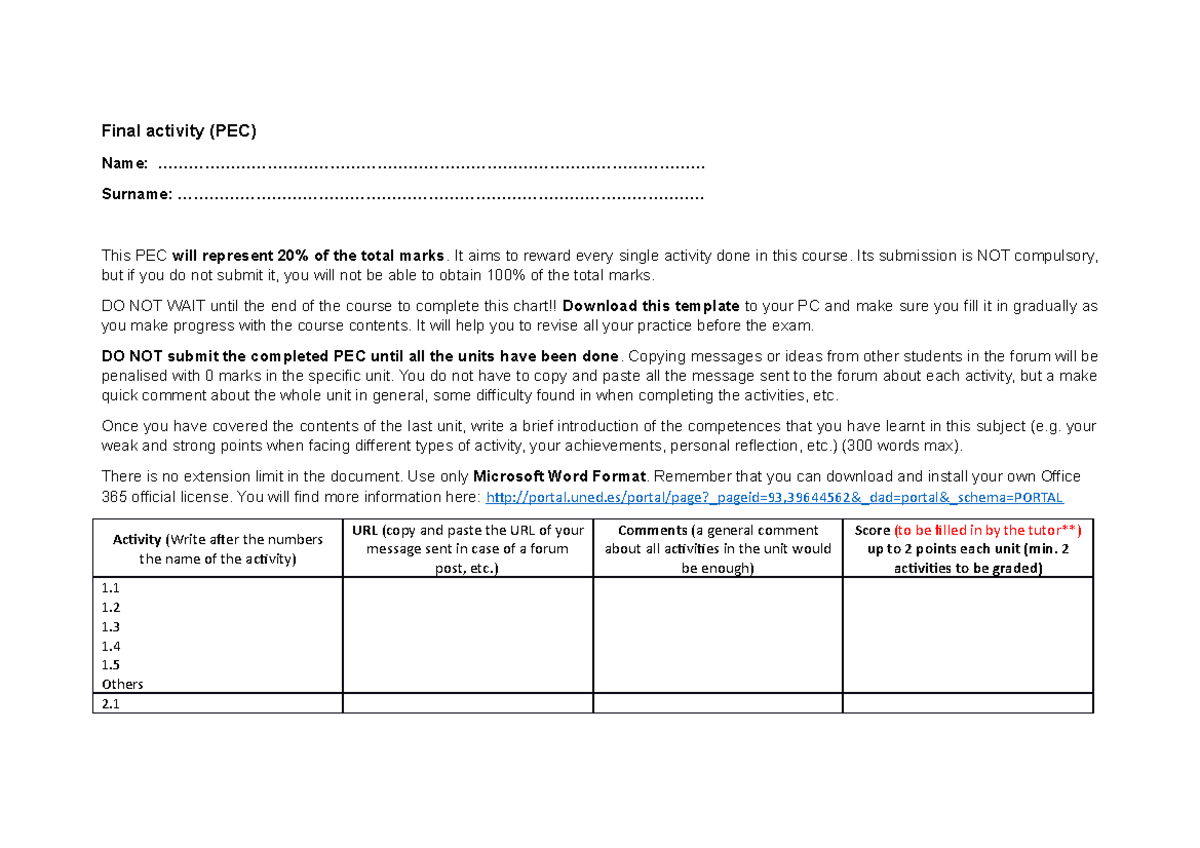 PEC aplicaciones Template 2020 21 - Final activity (PEC) Name: - Studocu