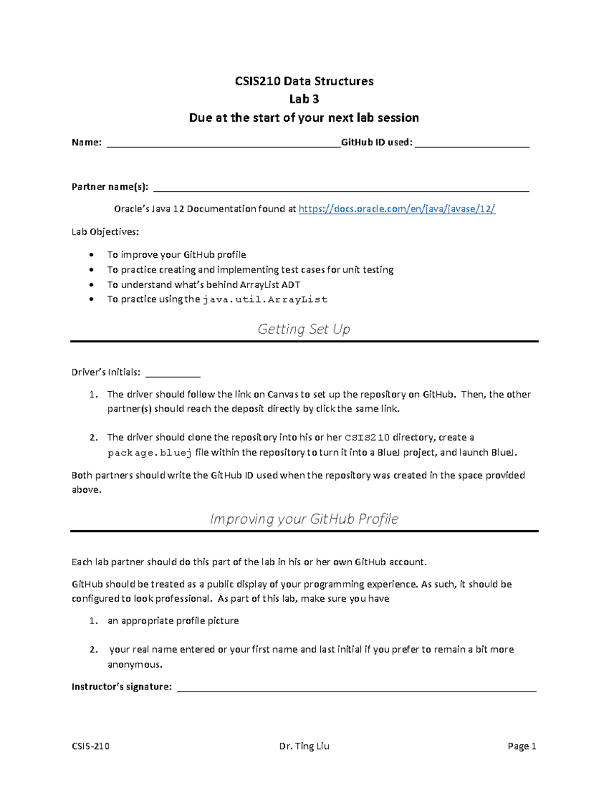 CSIS210LAB3 - lab 3 materials - CSIS210 Data Structures Lab 3 Due at ...