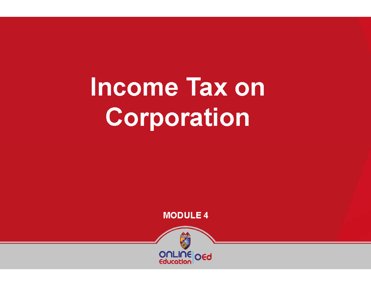 W4-Module Income Tax on Corporation ppt - Income Tax Corporation MODULE ...