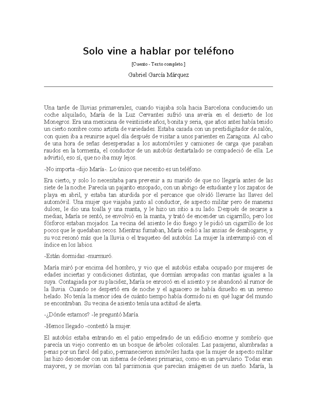 Cuentos por leer - Solo vine a hablar por teléfono [Cuento - Texto ...