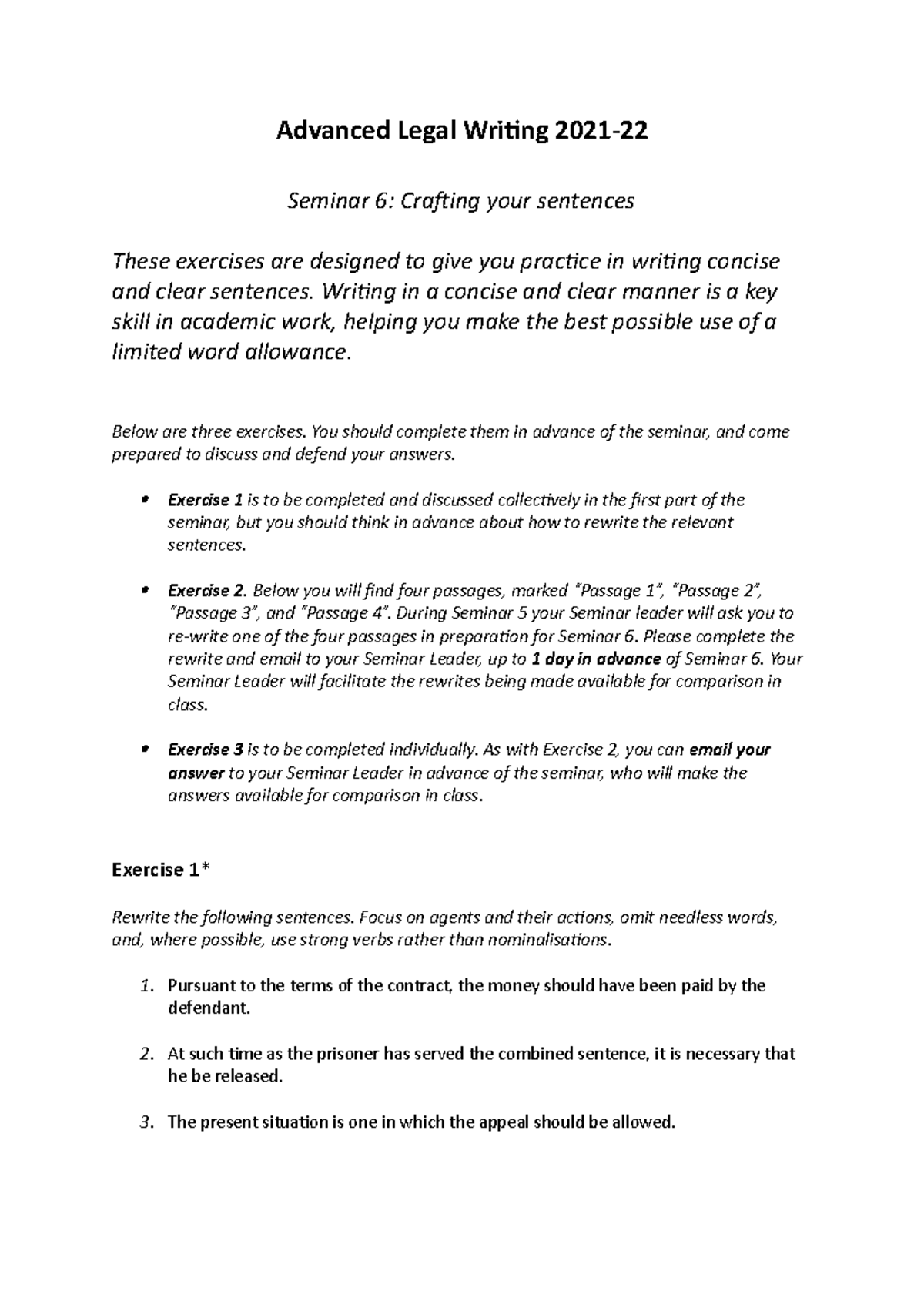 ALW2021-22 Seminar 6 Exercises-2 - Advanced Legal Writing 2021- Seminar ...