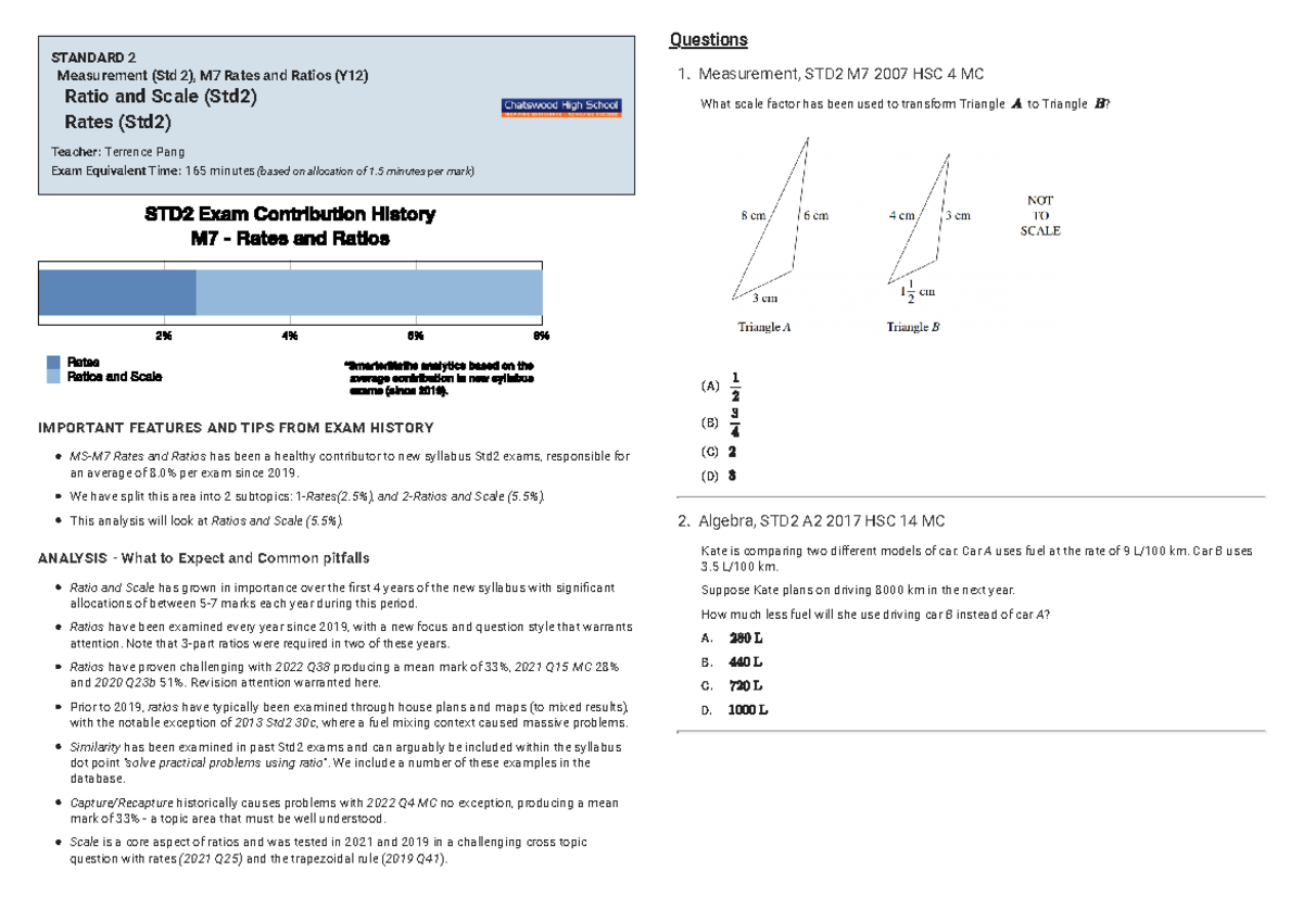 Rates and Ratios Revision (Part 1) - STANDARD 2 Measurement (Std 2), M7 ...