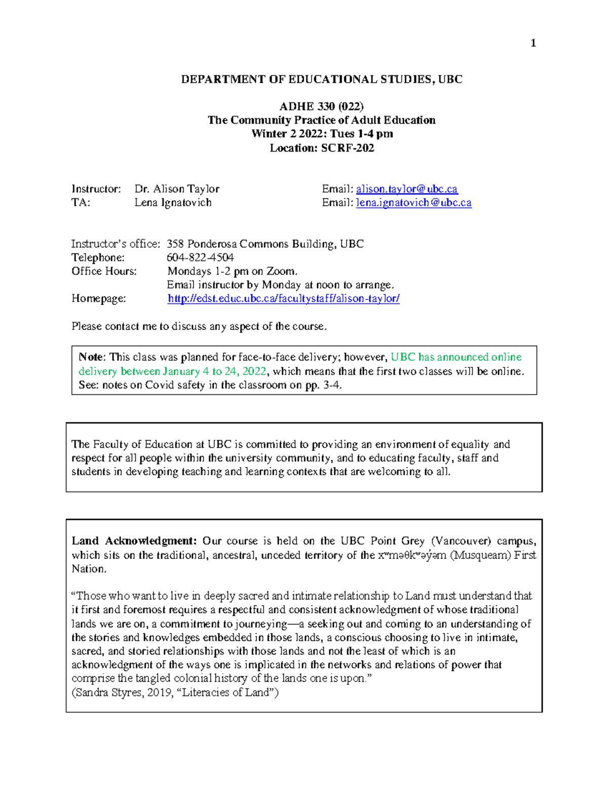 Syllabus ADHE 330-2022-Dec28-final - ADHE 330 - UBC - Studocu