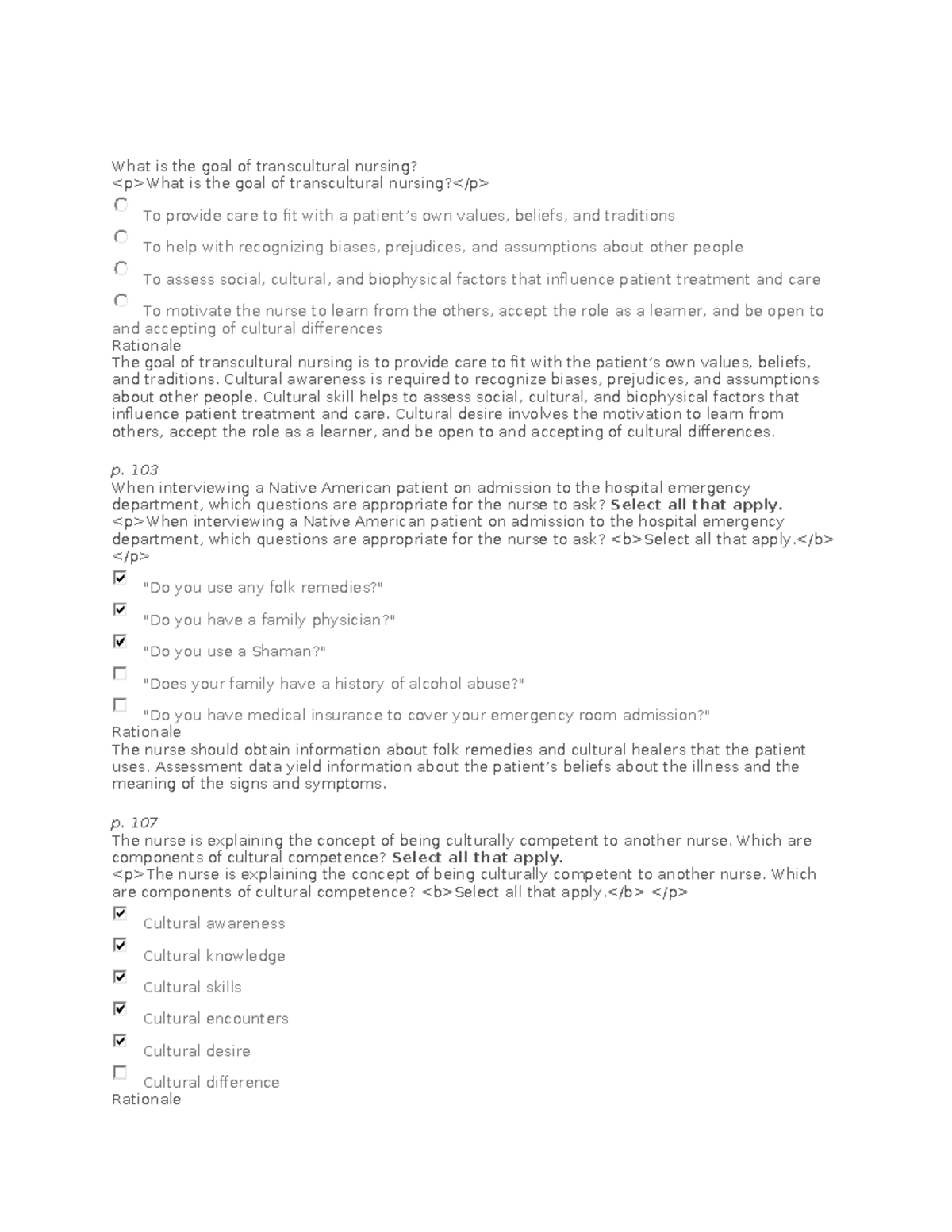 Fundation HWs - practice - What is the goal of transcultural nursing ...