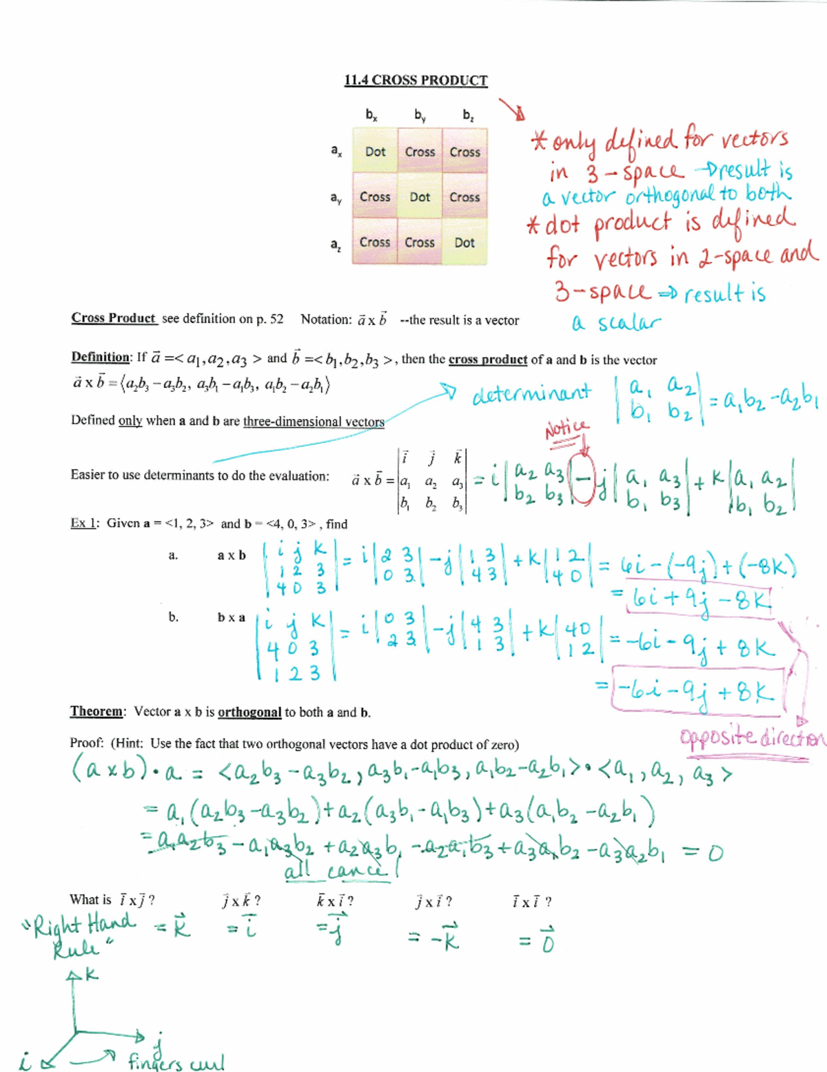 Notes Day 2 Key Cross Product - MATH 316 - Studocu