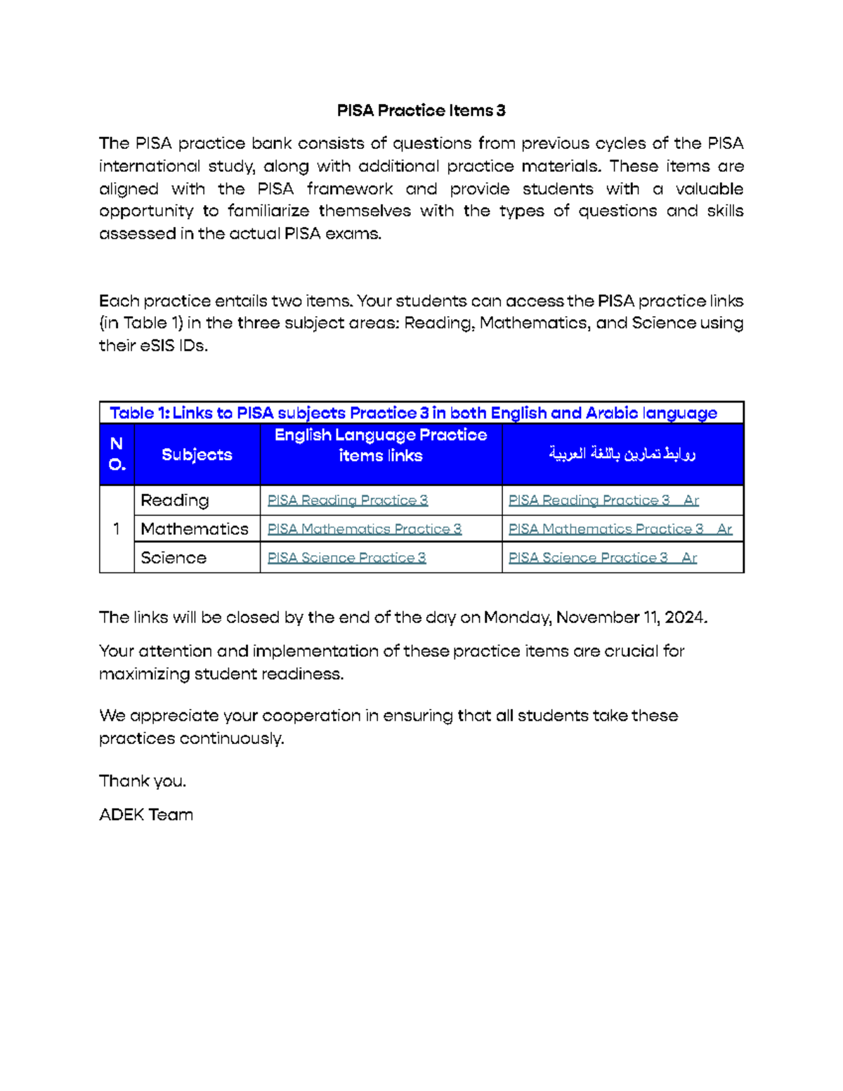 11IB PISA Practice Items 3 - PISA Practice Items 3 The PISA practice ...