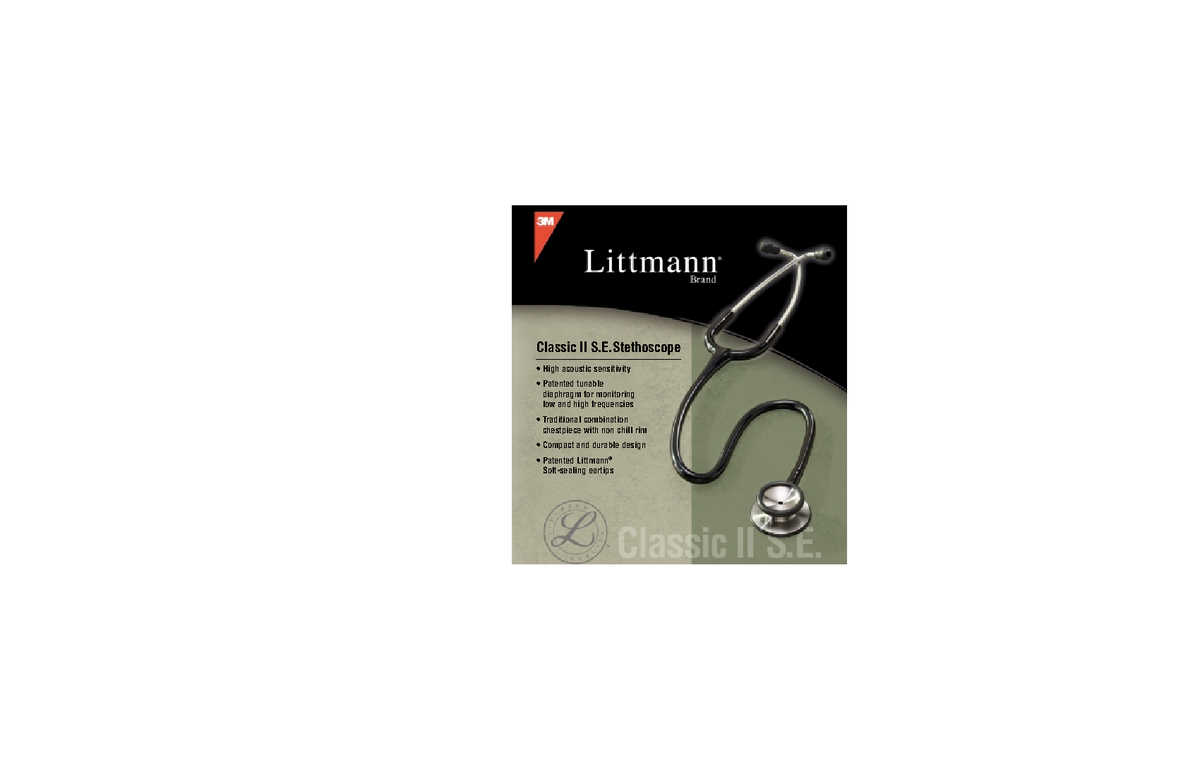 Package insert for 3m littmann classic ii s e stethoscope - • High ...