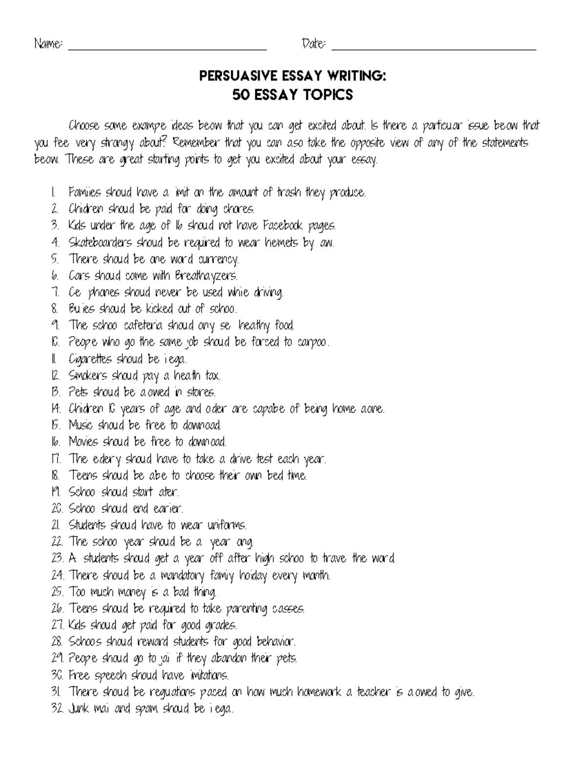 Hayden Hackett - PEW Choosing Topics - © Mr. Jones Online Name