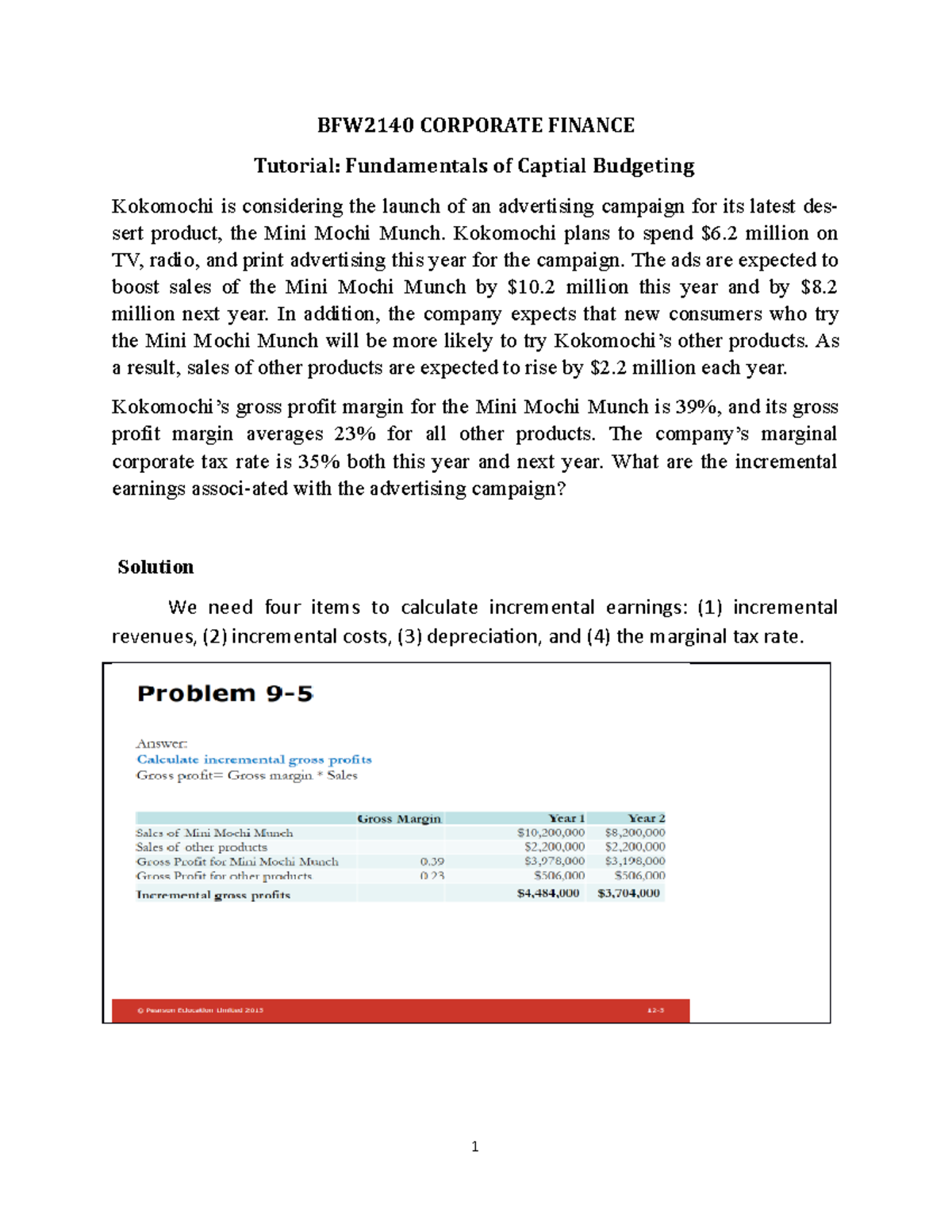 Tutorial for cap budgeting - Modelling in Finance - Studocu
