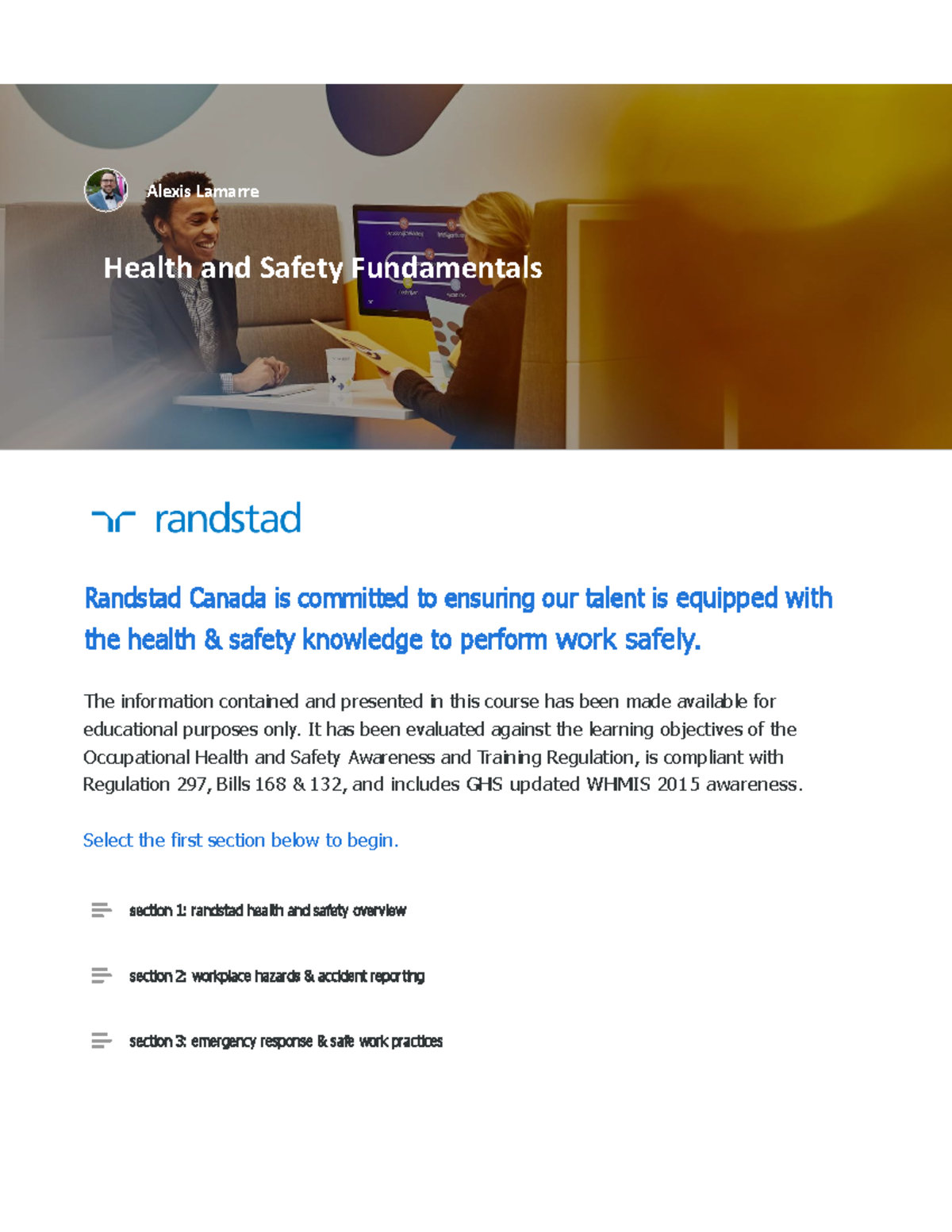 Health-and-safety-fundamentals-ENG Talent - Alexis Lamarre Health and ...