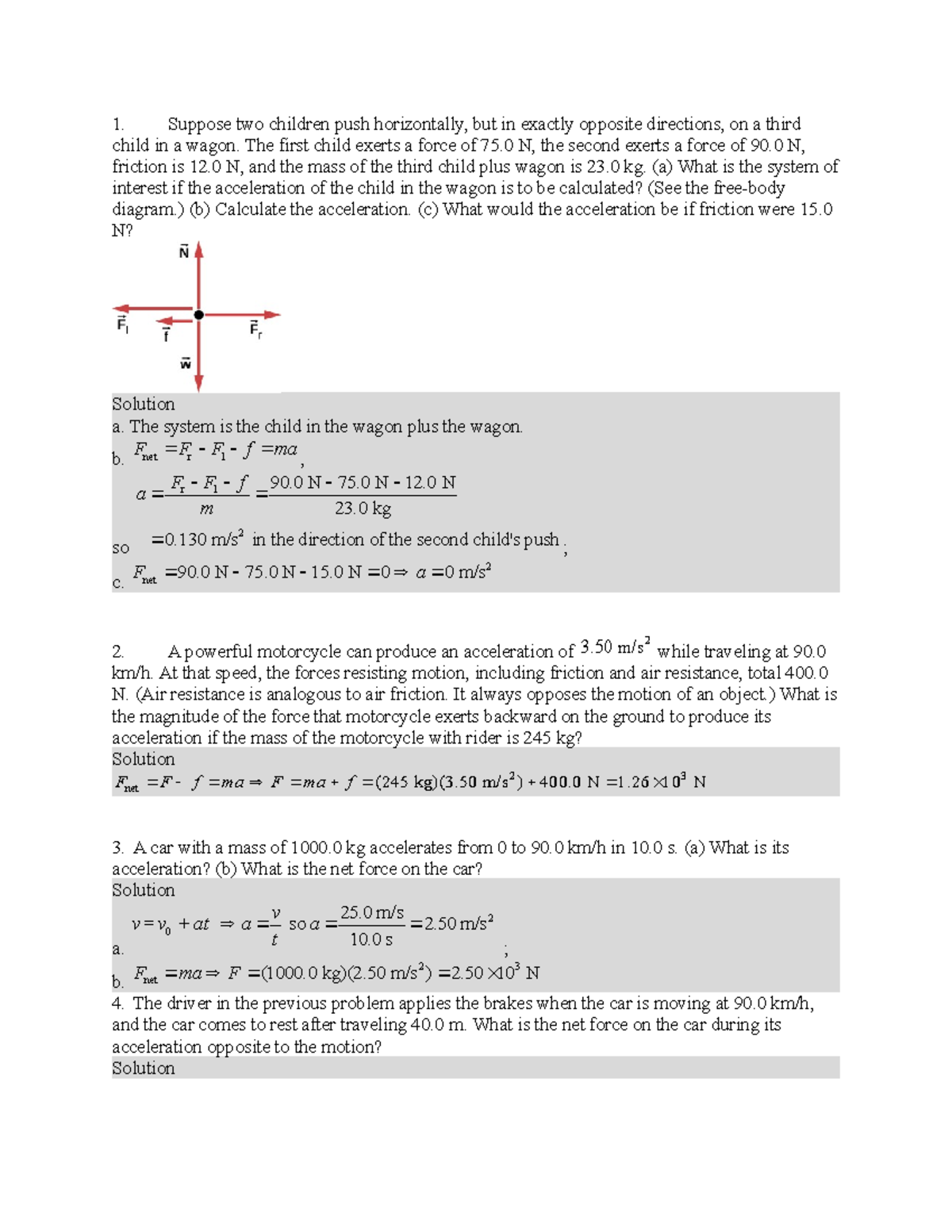 Newtons laws inclass solution - Suppose two children push horizontally ...