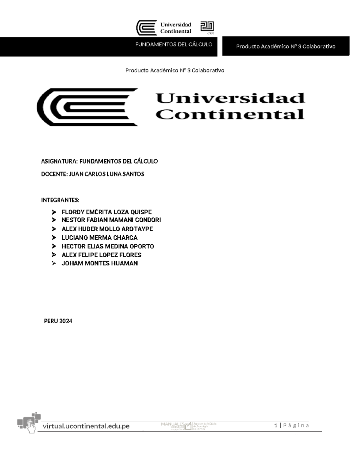 PA3 fundamentos del calculo Grupal - Producto Académico N° 3 Colaborativo ASIGNATURA ...