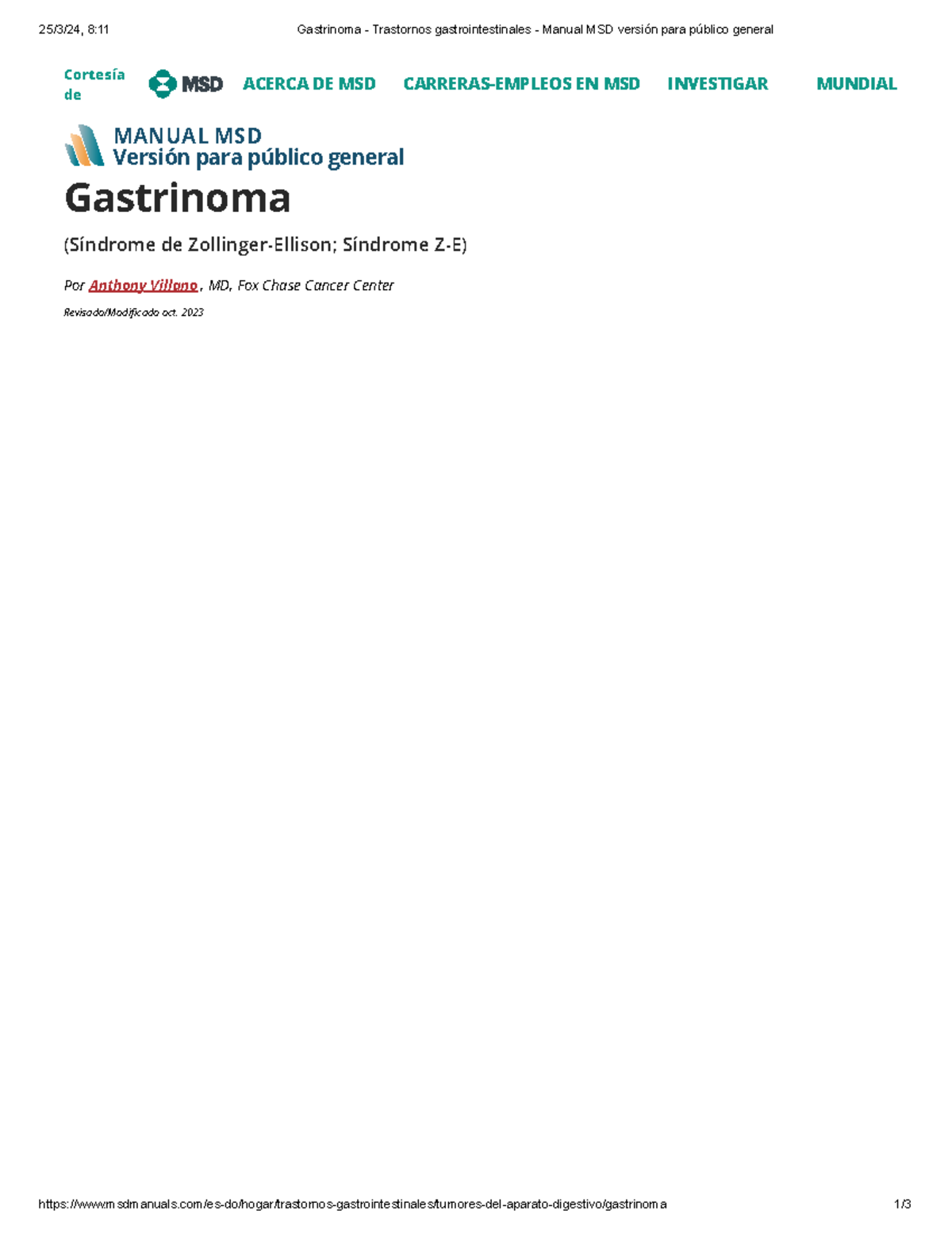 Gastrinoma - Trastornos gastrointestinales - Manual MSD versión para ...