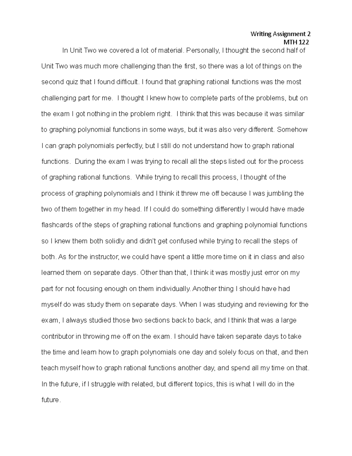 MTH 122 Writing Assignment #2 - Writing Assignment 2 MTH 122 In Unit ...
