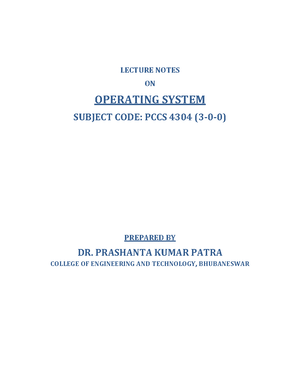Lecture Notes : Advanced Operating Systems - OPERATING SYSTEMS Lecture ...