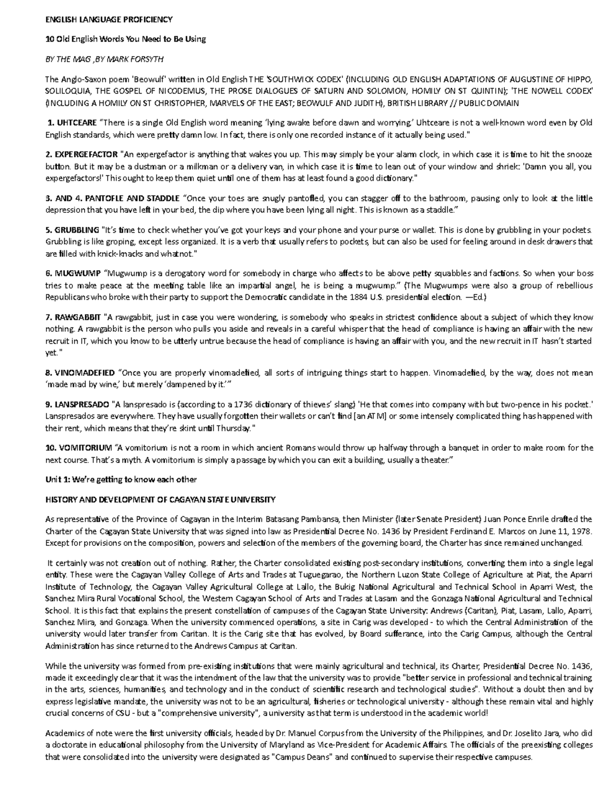 English Language Proficiency ENGLISH LANGUAGE PROFICIENCY 10 Old