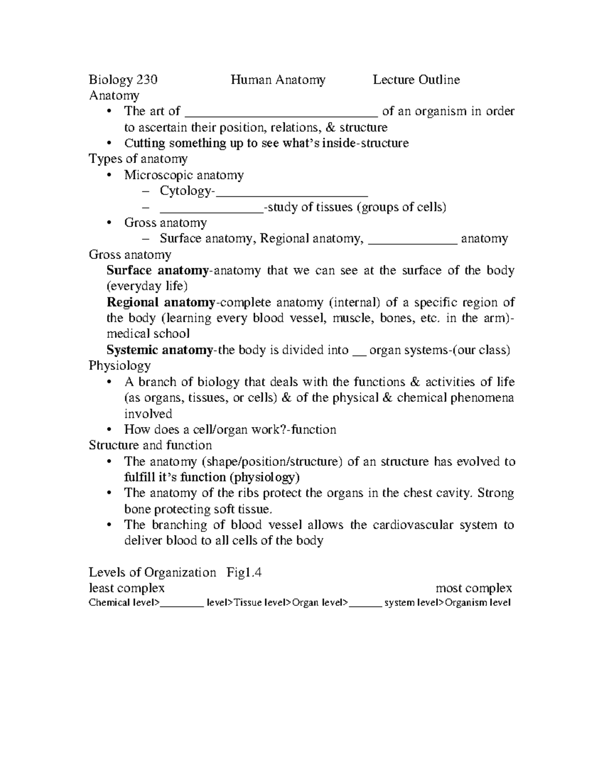 Lectures for Exam 1 - Practice notes to prepare for test - Biology 230 ...