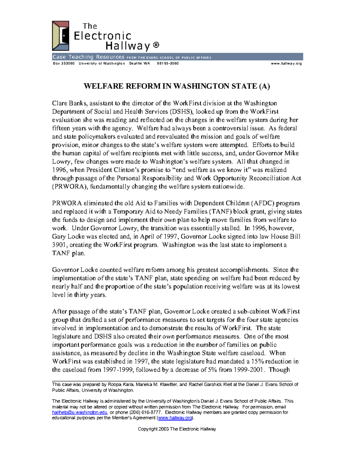 PPA 501- Naspaa assessment case study - C a s e T e a c h i n g R e s o ...