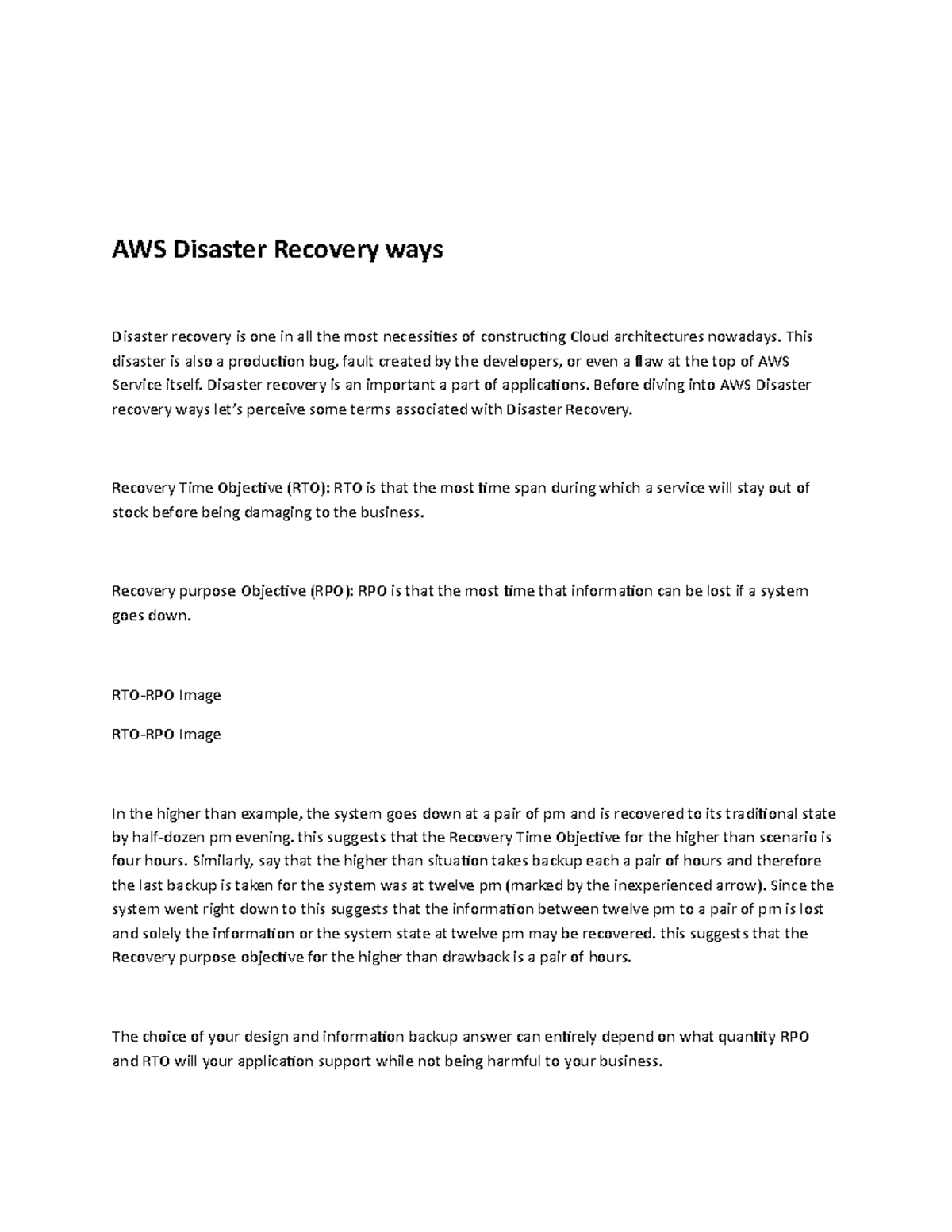 AWS Disaster Recovery - This disaster is also a production bug, fault ...